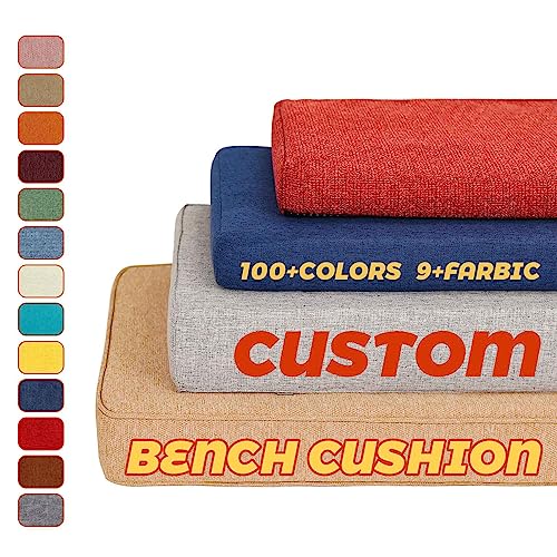mudilun Custom Outdoor/Indoor Bench Cushions for Patio Furniture Waterproof Durable Long Bench Cushions Custom Soft with Zipper Washable Kitchen Dining Chair Pads(100+Colors,Custom Size)…