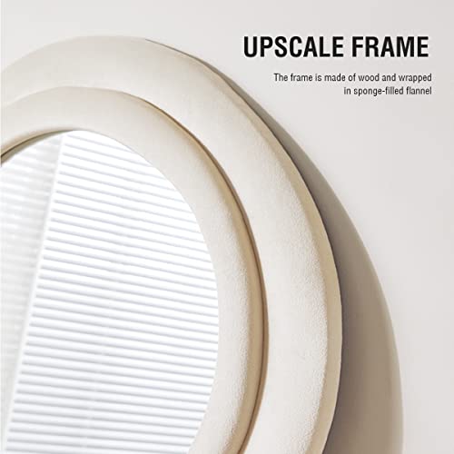ITSRG Wavy Wall Mounted Mirror with Flannel Wrapped Wooden Frame and Stand - Full Length (White)