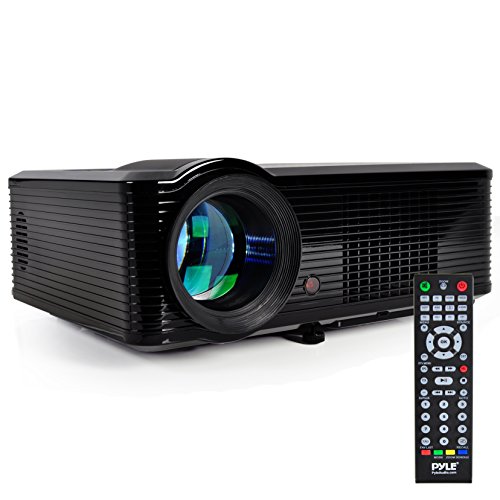Pyle Updated Video Projector 5â - LCD Panel LED Cinema Home Theater with Built-in Stereo Speakers, 2 HDMI Ports & Keystone Adjustable Picture Projection for TV PC Computer & Laptop - PRJLE33