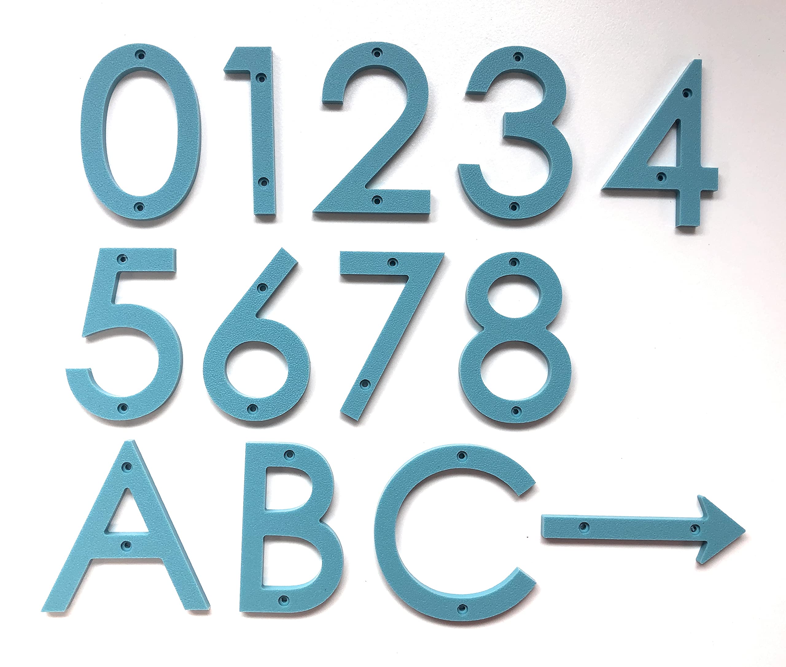 Aqua House Numbers for Mailbox Post, 4 Inches tall, plastic with stainless steel screws included (B)