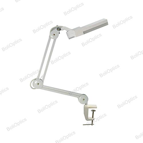 (Glass Lens) Professional LED Magnifying Lamp with Clamp, 7x6 inch Glass Lens, 1200 Lumens 5600K-6000K Daylight Bright 60 SMD LED, Work Light Mounting Bracket Clamp (5 Diopter) BoliOptics MG16302211