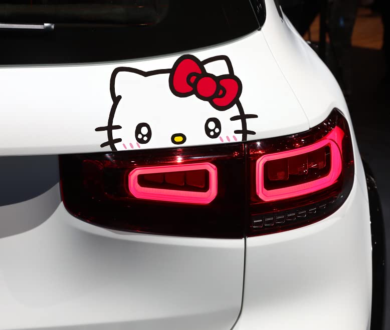 Matomo_Hello Kitty Peek Funny Vinyl Sticker Auto Car Truck Wall Laptop | Sticker | 5.9" (B)
