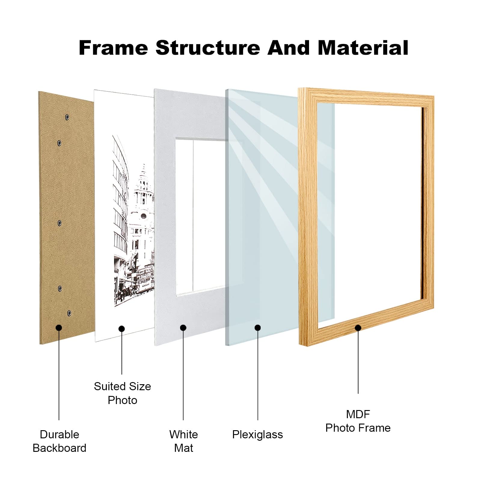 SEEDLING PHOTO FRAME 11x14 Picture Frame Set of 4, Display Pictures 8x10 with Mat or 11x14 Without mat,Wall Natural Wood Picture Frames 11x14(Natural Wood)