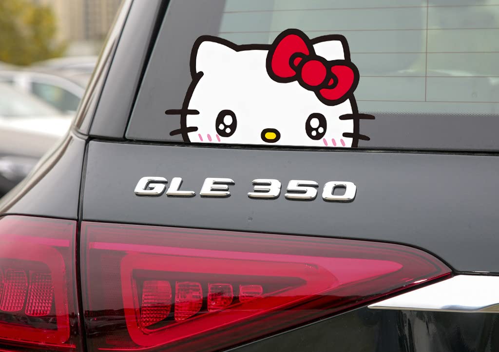 Matomo_Hello Kitty Peek Funny Vinyl Sticker Auto Car Truck Wall Laptop | Sticker | 5.9" (B)