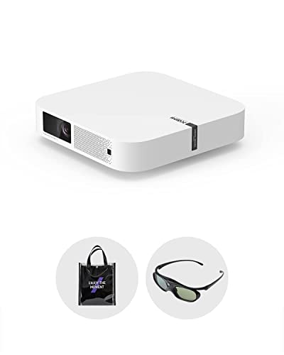 XGIMI Elfin Mini Projector with Carry Case and 3D Glasses, Ultra Compact 1080P Portable Projector 4K Input Supported for Movies & Gaming, Android TV 10.0, 800 ANSI Lumens, HDR 10+