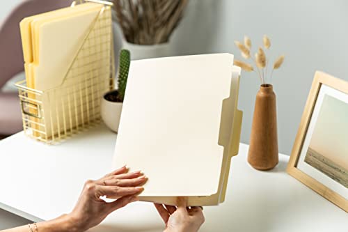 SUNSERE Classic Manila Folders – 100 Pack, Thick Letter Size Manila File Folders, 1/3-Cut Tabs, 11.75 x 9.50 Inches, Folders for Documents & Files