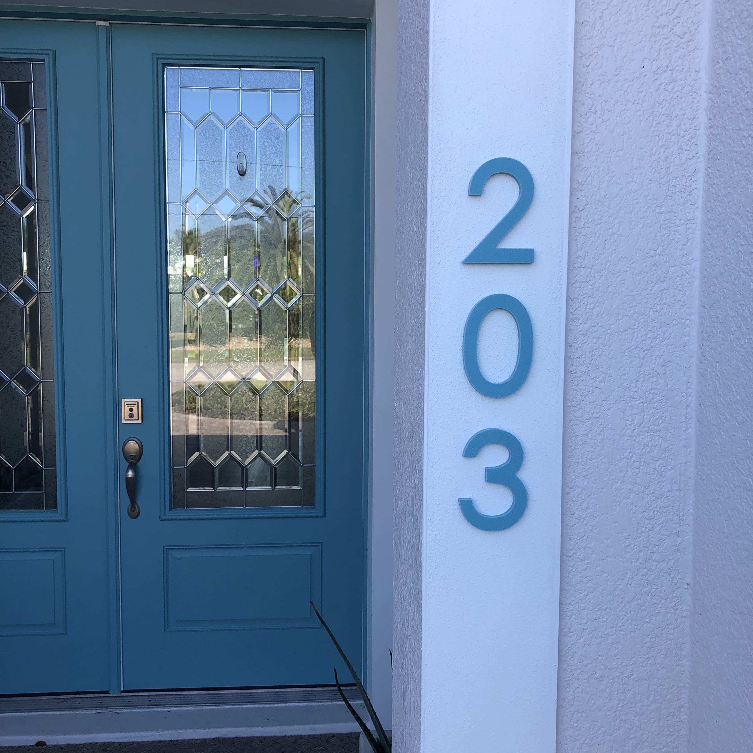 Aqua House Numbers for Mailbox Post, 4 Inches tall, plastic with stainless steel screws included (B)
