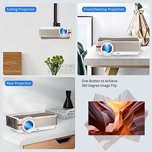 9000LM High Brightness Home Theater Projector, 200" Indoor Outdoor Movie Projector with Speaker/Zoom, Full HD 1080P Video Gaming Projector with HDMI USB for iOS Android Smart Phone Laptop TV Stick DVD