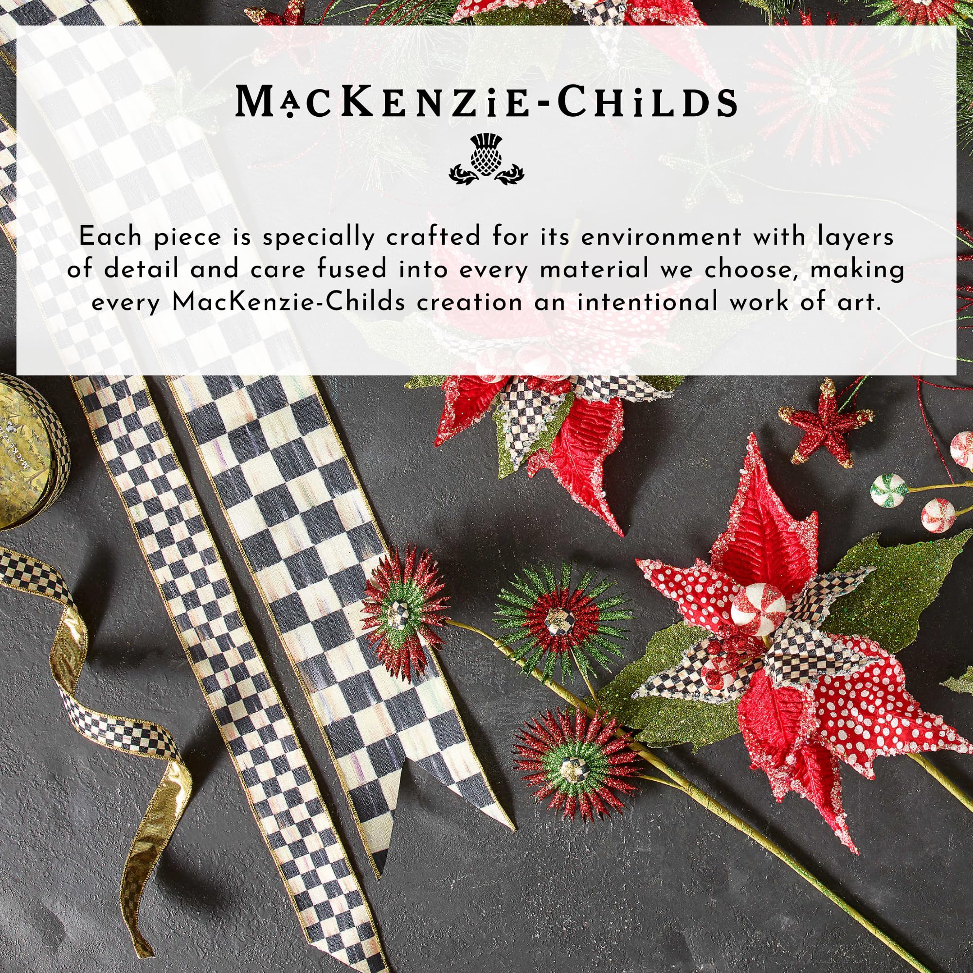 MacKenzie-Childs 3-Inch Courtly Velvet Ribbon, Gift-Wrapping and Christmas-Tree Ribbon, Christmas Decorations, 30' Long