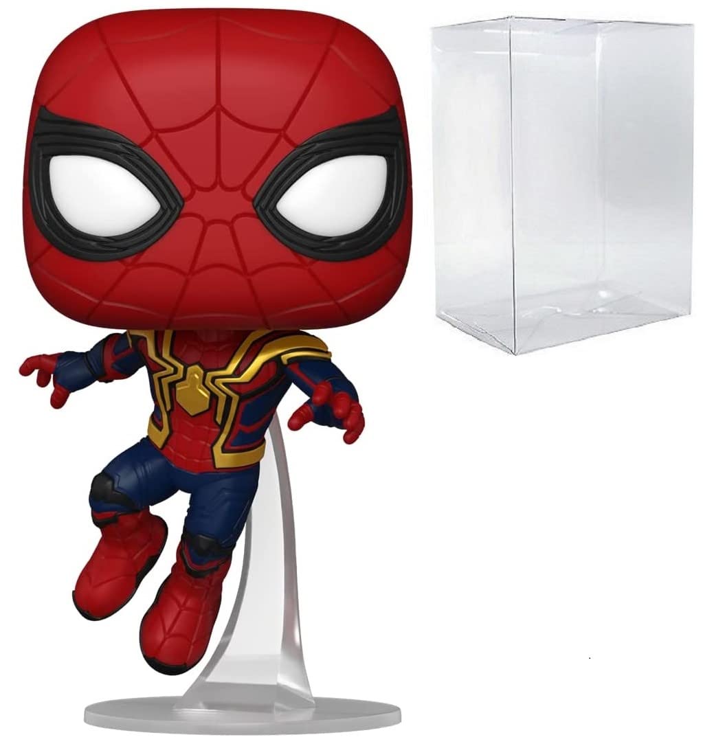 POP Marvel: Spider-Man: No Way Home - Spider-Man Leaping #1157 Funko Vinyl Figure (Bundled with Compatible Box Protector Case), Multicolor, 3.75 inches