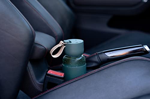 Boukali 400ML Glass Water Bottle With Magnetic Leather Strap/Silicone Sleeve/Leak Proof BPA Free (Green)