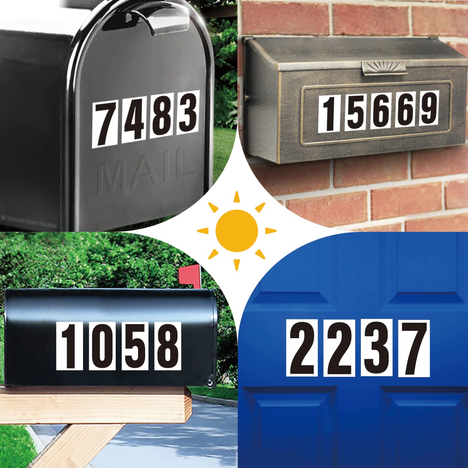 3 inch Adhesive Numbers for Mailbox, House Numbers, Reflective Number Sticker, Mailbox Decals, Address Number, Trash Cans Decal, for Outside (Black/White)