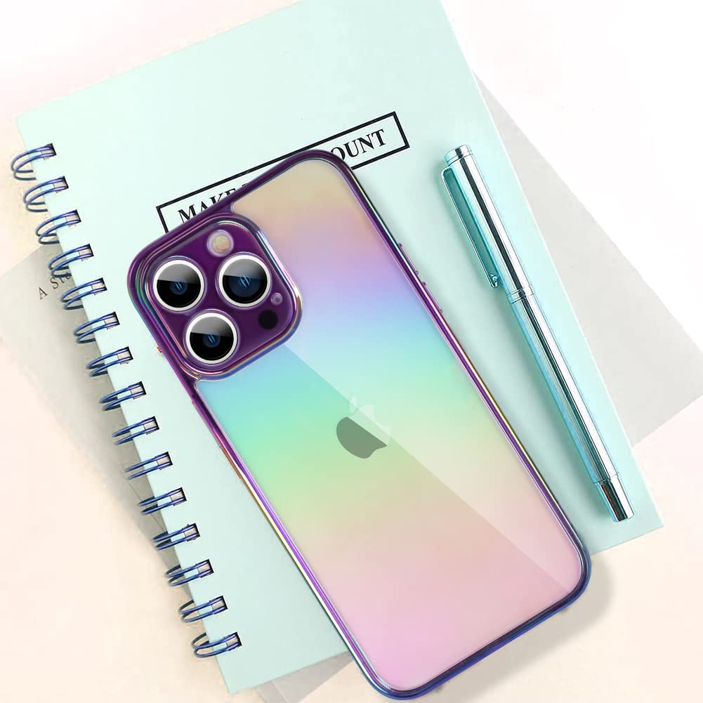 Bonoma iPhone 13 Pro Max Bling Laser Case - Iridescent Crystal, Shockproof, Anti-Skid, Camera + 2 Screen Protectors - Purple