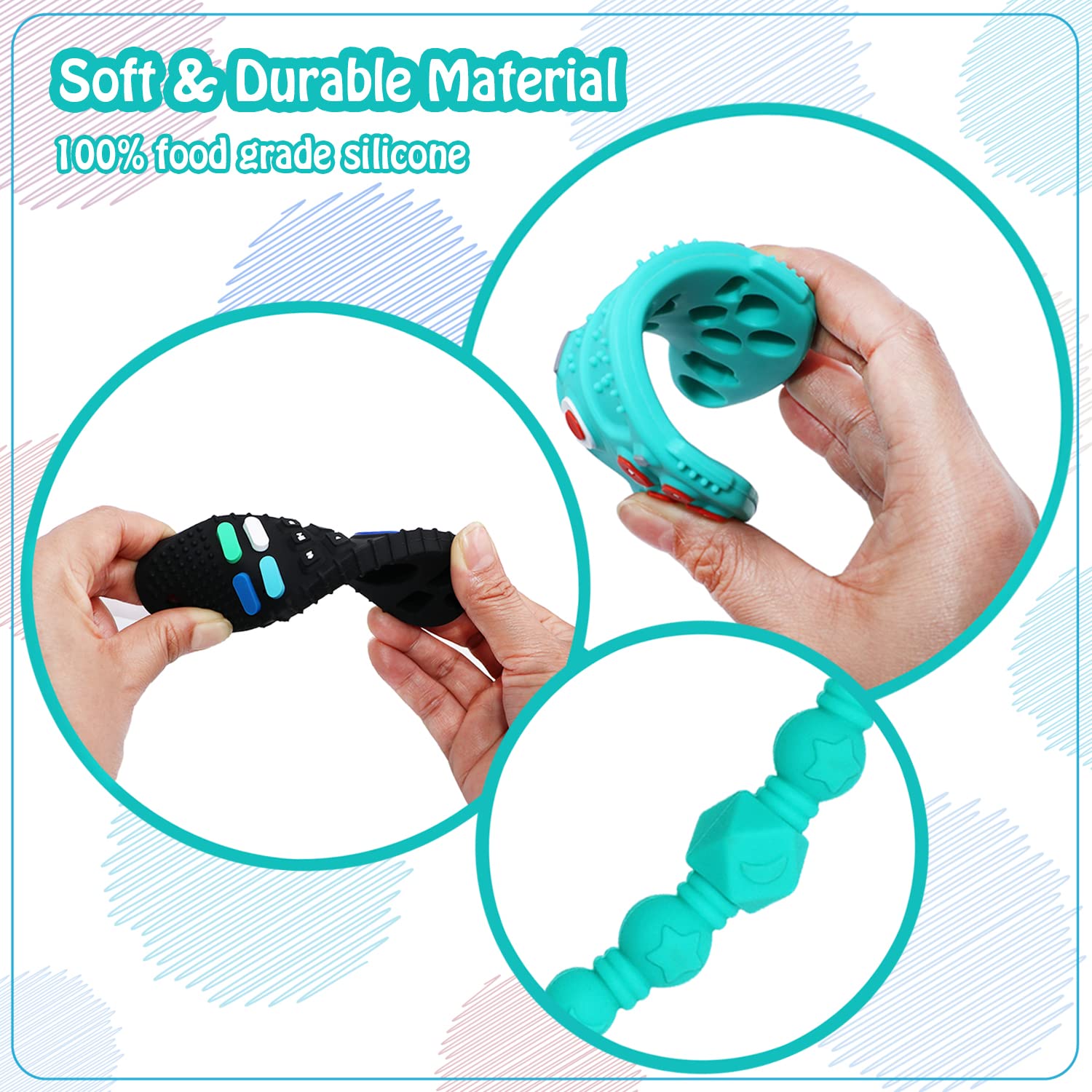 Silicone Baby Teething Toys, 2 Pack Teethers for Babies with Pacifier Clip, Game Remote Control Teether for Baby Boys Girls, Durable Sensory Chew Toys for Kids Toddlers Infants
