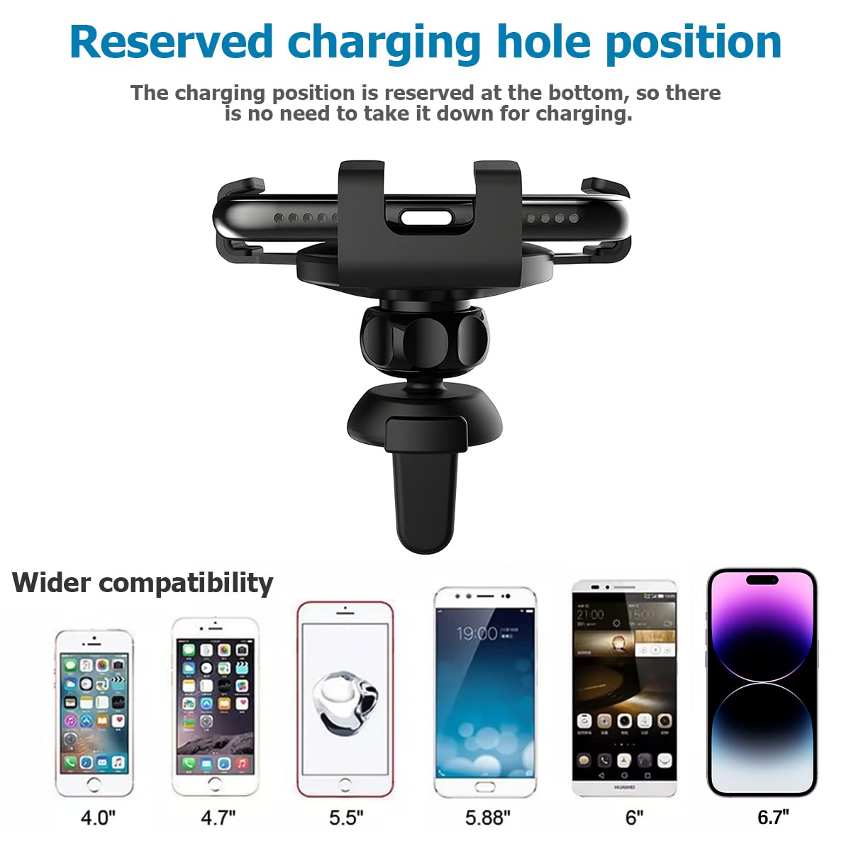 AUCELI Car Phone Holder Mount, Air Vent Hands Free Clip Cradle Universal for Cellphone, Gravity Auto Lock and Thick Case Friendly, Compatible with iPhone 14 13 Pro Max S20 All Smartphones (Silver)