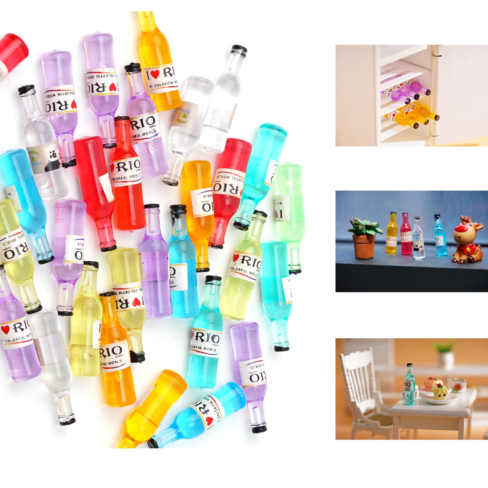 30 Pieces Mini Miniature Bottles Mini House Drink Accessories for Dollhouse (30 Pcs flip Bottles)