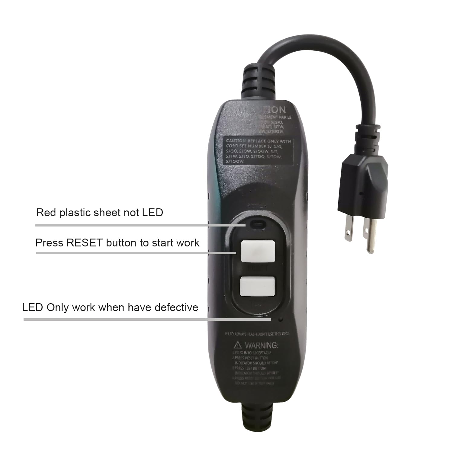 GFCI Replacement Inline Assembly 3 Wires , Auto-Monitor,Manual Reset, Waterproof, Ground Fault Circuit Interrupter for Power Pressure Washer, Power Tools, Lawn , Pool Pump,