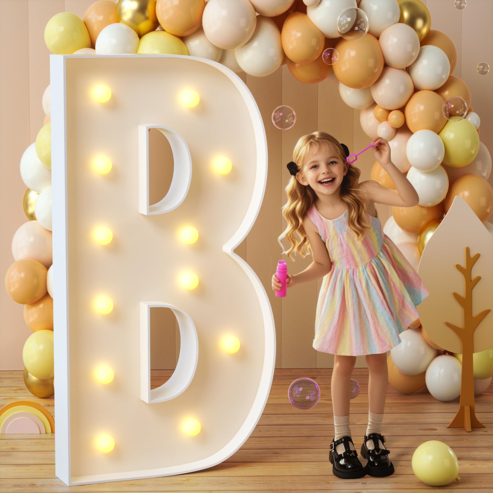 imprsv Marquee Light Up Letters, Mosaic Letters 4FT Marquee Letters for Baby Shower Engagement Graduation Party Decor, Large Marquee Letters for Party Decorations, Letter B (Need to Assemble)