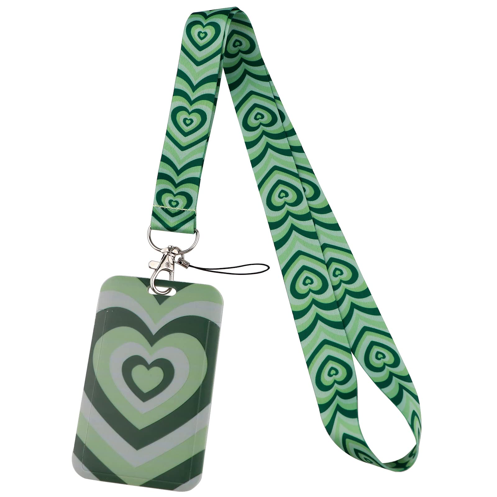 Green Heart Lanyard with Badge Holder, DMLSKY Lanyards for ID Badges Waterproof Nametag Card Holder Vertical