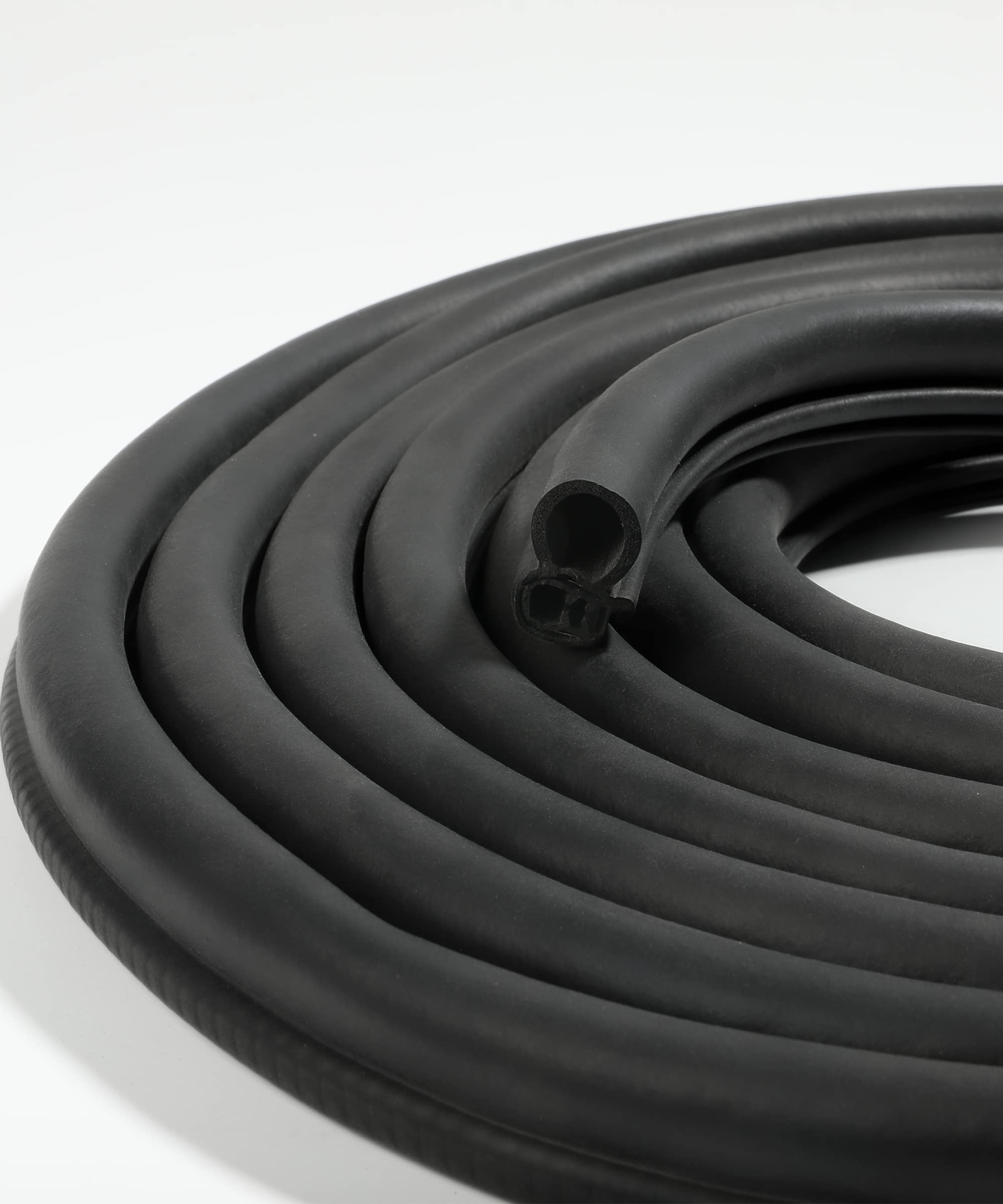 ESEWALAS 10FT/20FT Universal Automotive Door Seal Strip,U-Shape Car Door Rubber Seal Strip Trim Seal with Side Bulb,Self-Adhesive Car Weather Stripping Seal Strip,Home Applications (20Ft)