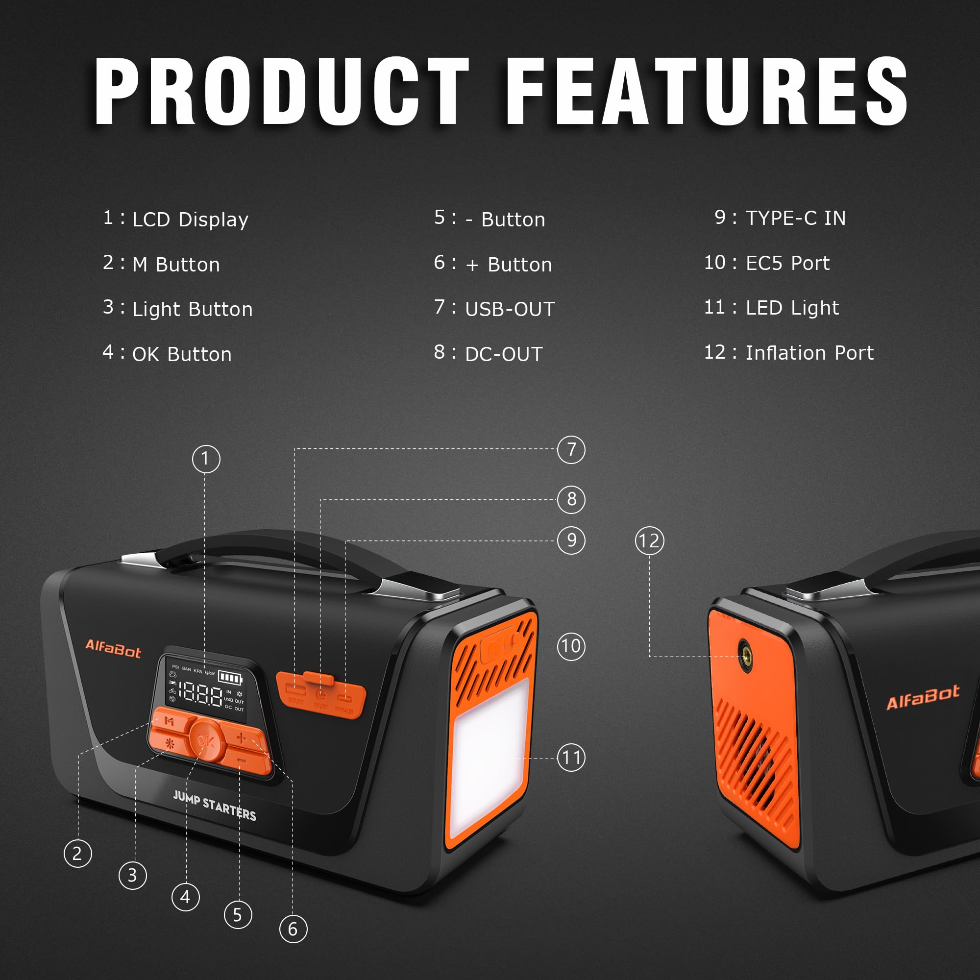 Car Jump Starter with Air Compressor, 4000A Peak 150PSI Portable Battery Starter 12V 26800mAh Car Battery Booster Pack (8.0L Diesel/All Gas), 4 in 1 Jump Starter/Air Compressor/Power Bank/LED Light