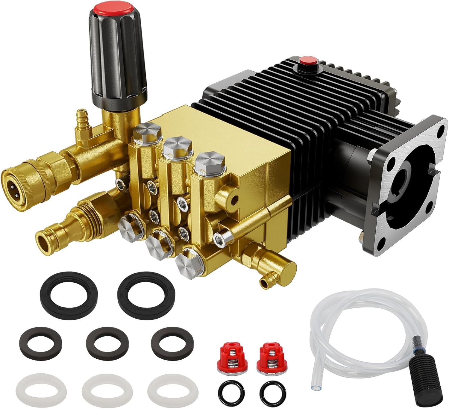POHIR Pressure Washer Pump 3600PSI, 3.3GPM 3/4'' Shaft Replacement Crankshaft Triplex Brass Pump, Self-Lubricating Corrosion-Resistant Spray Ceramic Plunger, Fit for Most Brand Honda Simpson