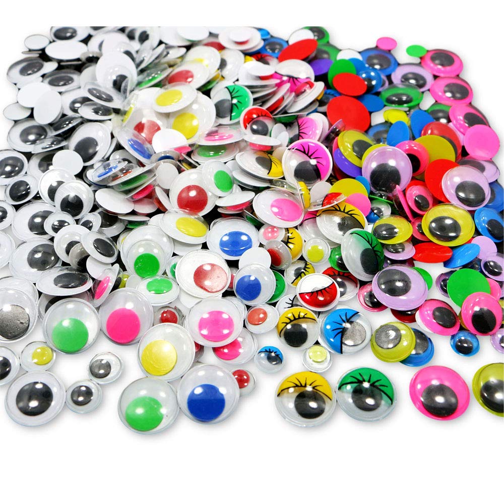 400 Piece Wiggle Eyes - DIY Arts and Crafts Scrap Booking Decoration - Jumbo Party Pack - Colors and Eyelash Assortment Size