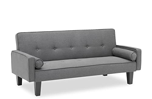 72" Modern Futon Sofa Loveseat Convertible Sleeper Couch Bed Daybed, Folding Recliner with Two Pillows, Cotton Linen 2-Seat Sofá & Couches for Living Room, Apartment, Limited Space Furniture Sets