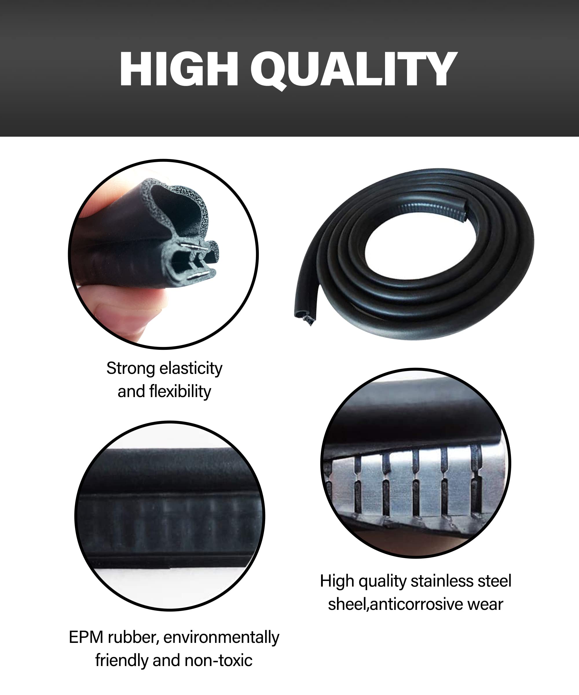 ESEWALAS 10FT/20FT Universal Automotive Door Seal Strip,U-Shape Car Door Rubber Seal Strip Trim Seal with Side Bulb,Self-Adhesive Car Weather Stripping Seal Strip,Home Applications (20Ft)