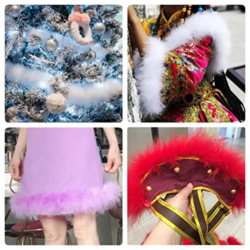 Raibertin 22g White Fluffy Marabou Feathers Boa Trim Decorative Crafts 1920s Accessories For Women Feather Boas Decorations for Christmas Clothes Dress