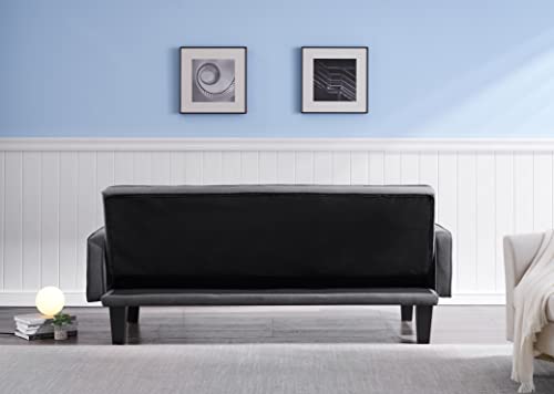 72" Modern Futon Sofa Loveseat Convertible Sleeper Couch Bed Daybed, Folding Recliner with Two Pillows, Cotton Linen 2-Seat Sofá & Couches for Living Room, Apartment, Limited Space Furniture Sets