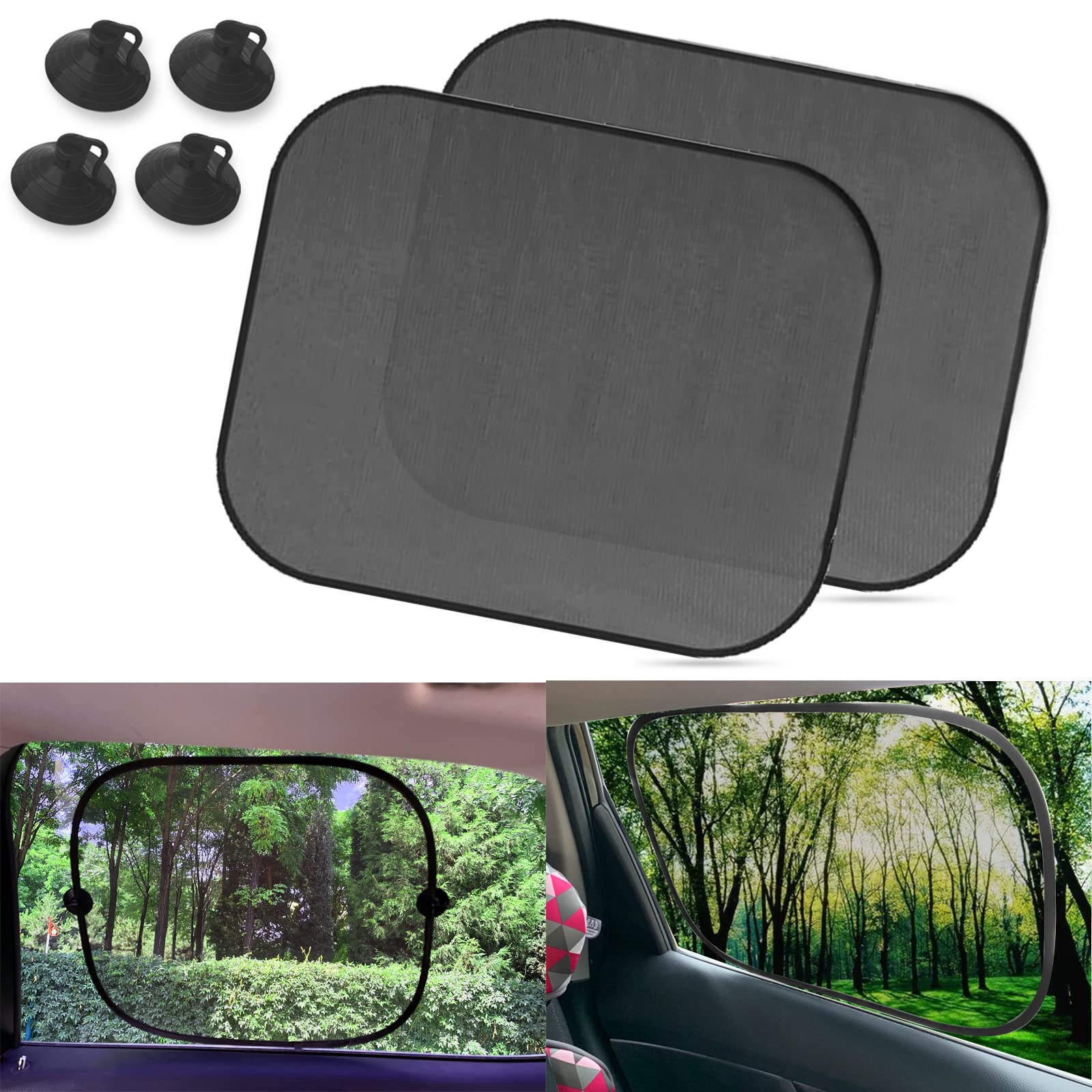 2PCS Universal Car Window Sun Shade, 17.3×14.2 Inch for Car Side Window Sun Glare, Sun and Glare Protection for Your Child, Blocks 99% of Harmful UV Rays