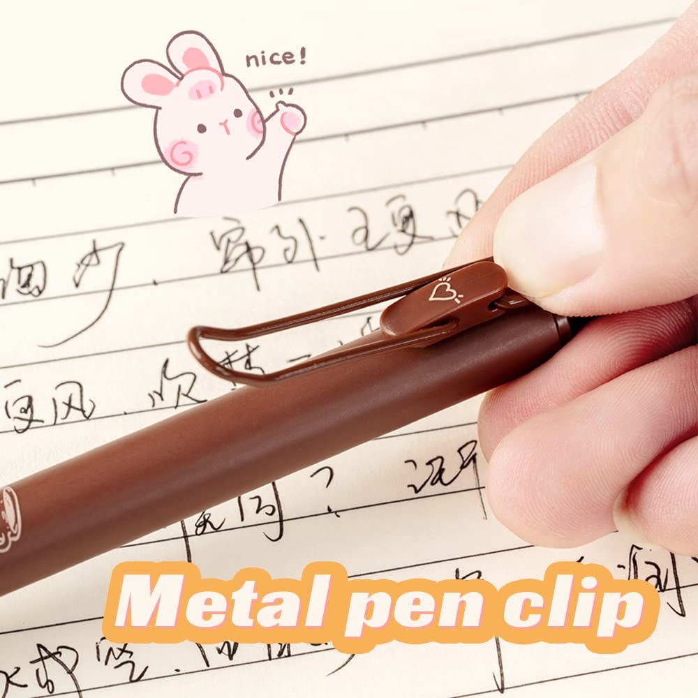 Jisomin Retractable Quick Dry Ink Pens, Comfortable Writing Pens, 0.5mm Fine Point Black Ink, Perfect for Office School Supplies Gifts for Boys Girls, Pack of 4pcs (Coffee)