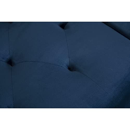 FANYE Navy Corner Velvet Tufted, L-Shaped 3 Seater Sofa & Sectional Convertible Sleeper Couch Bed with Reversible Chaise and Nailhead Decor for Home Office Apartment Living Room