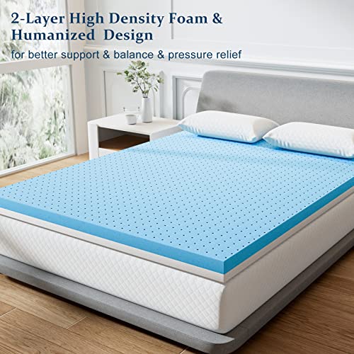 Maxzzz 3 Inch King Mattress Topper Memory Foam, Dual-Layer High-Density Medium Firm Foam Bed Topper for Back Pain Relief, Gel Memory Foam Mattress Pad, Certipur-Us Certified