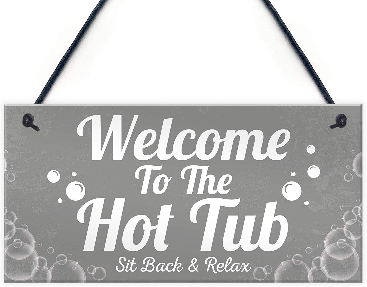 New Wood Sign Front Door Sign Welcome Sign Hot Tub Signs Porch Decor Hanging Wooden Wall Sign Home Garden Yard Signs Plaque Farm House Gifts, 5x10 Inch