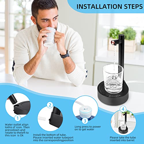 Water Dispenser Countertop, Smart Table Water Dispenser Water Pump Electric for 1 2 3 4 5-Gallon Bottle, Portable Electric Pump, Cold Water Dispenser, Bottles