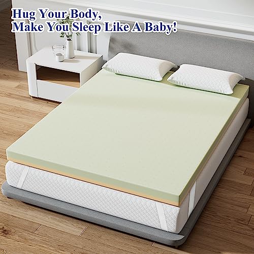Maxzzz 3 Inch King Mattress Topper Memory Foam, Dual-Layer High-Density Medium Firm Foam Bed Topper for Back Pain Relief, Gel Memory Foam Mattress Pad, Certipur-Us Certified