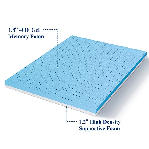 Maxzzz 3 Inch King Mattress Topper Memory Foam, Dual-Layer High-Density Medium Firm Foam Bed Topper for Back Pain Relief, Gel Memory Foam Mattress Pad, Certipur-Us Certified