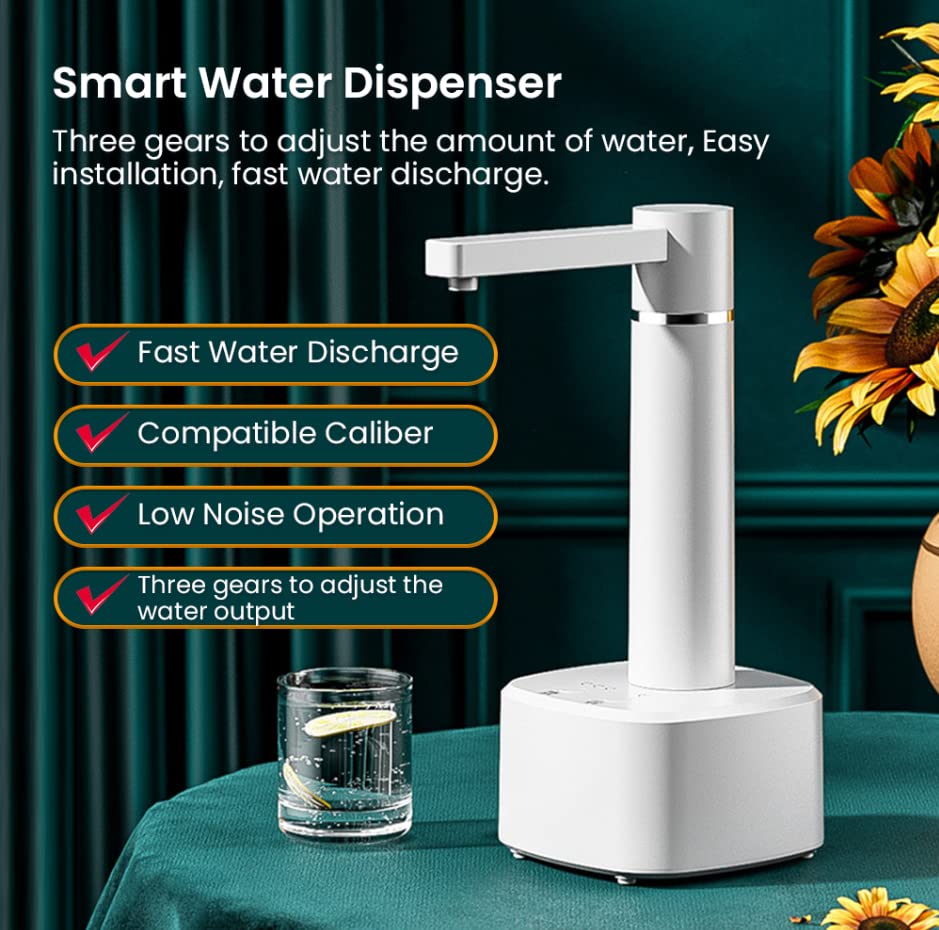 Desktop Water Dispenser for 5 Gallon Bottle, Electric Water Pump Portable USB Charging with 3 Water Jug Cap for Home, Office, Outdoor, 5 Gallon Water Dispenser