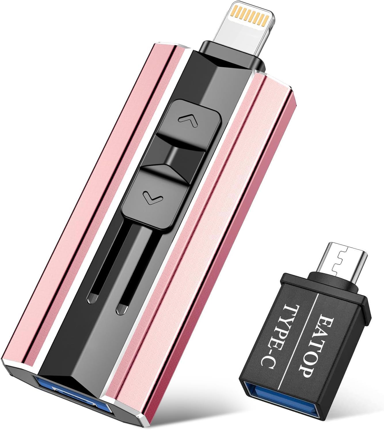 EATOP USB Flash Drive, iPhone Memory Stick Storage for Photos and Videos, iPhone Photo Stick Storage Flash Thumb Drive Compatible with iPhone iPad Android and Computers (Rose Gold)
