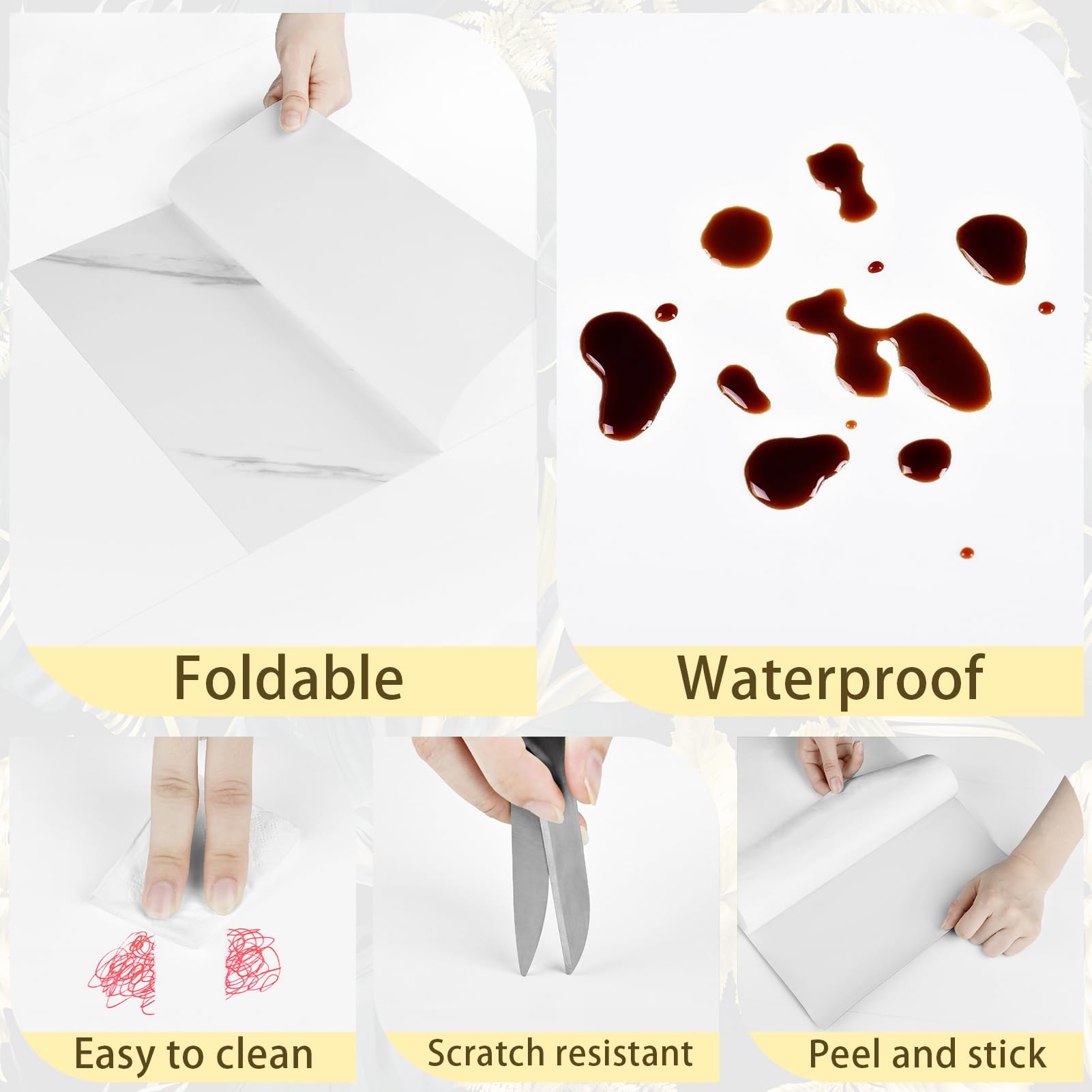 STICKEEP White Peel and Stick Floor Tile Waterproof 12"x24" Sheet Vinyl Flooring Peel and Stick Bathroom Floor Tile Stickers Linoleum Flooring Self Adhesive Floor Tiles Vinyl for Bedroom Kitchen 4 PCS