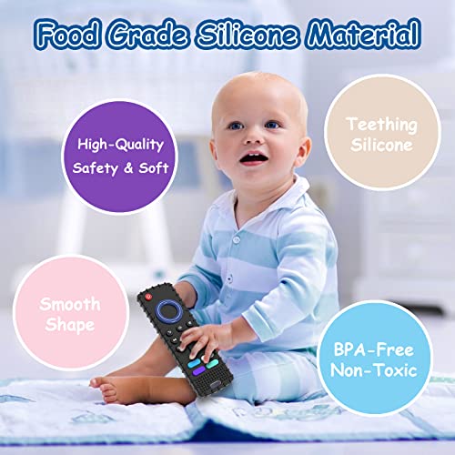 2 Pack SOLIFEGOBLE Silicone Remote Control Teether Toys for Babies s, Boys Girls Baby Chew Teething Toys(Color04)