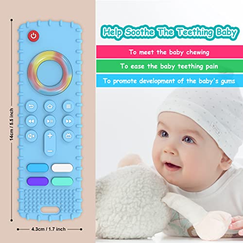 2 Pack SOLIFEGOBLE Silicone Remote Control Teether Toys for Babies s, Boys Girls Baby Chew Teething Toys(Color04)