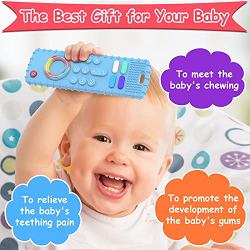 2 Pack SOLIFEGOBLE Silicone Remote Control Teether Toys for Babies s, Boys Girls Baby Chew Teething Toys(Color04)