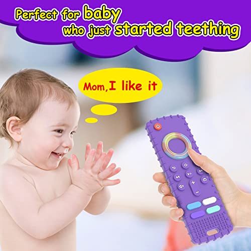2 Pack SOLIFEGOBLE Silicone Remote Control Teether Toys for Babies s, Boys Girls Baby Chew Teething Toys(Color04)