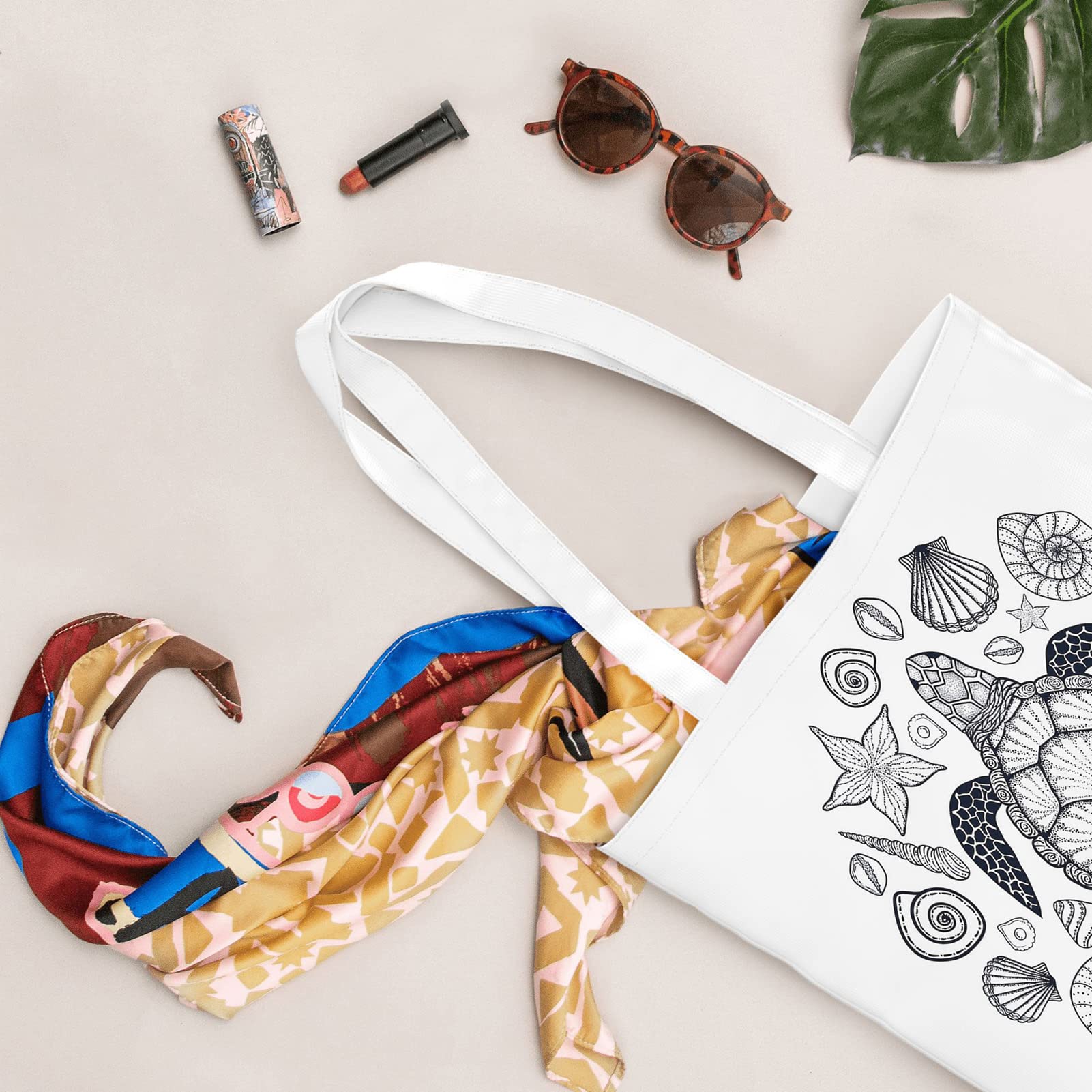 TifyDon Canvas Tote Bag,Tropical Turtle Shells Reusable Large Shopping Shoulder Tote Bag For Women,Sea Art Style Top View Ocean Boho Doodle Tribal Artwork Carapace Beach Tote Bags Bulk