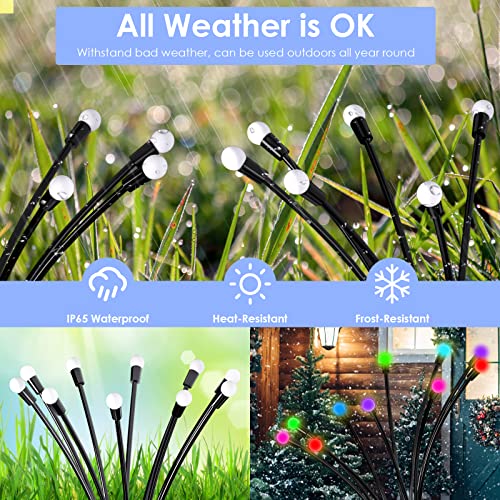 ZWOOS 4-Pack 10 LED Solar Firefly Lights, Solar Outdoor Lights Waterproof for Garden, Patio, Yard - Light Up Whole Night (RGB)