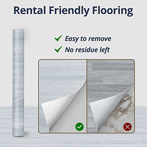 Vinyl Flooring Roll 24x118〞(19.4 Sq.Ft), Self-Adhesive Peel and Stick, Wood Grain Look, for Bathroom, Kitchen, Bedroom, RV