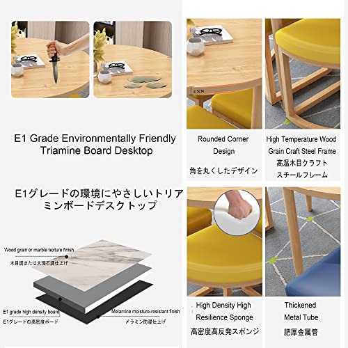 Round Coffee Tables,Dining Room Table Set,Kitchen Table and Chairs for 4,Negotiation Reception Tables and Chairs 1 Table and 4 Chairs ,for Home,Balcony,Coffee Shop,Library,Reception,Saving Space ( Col